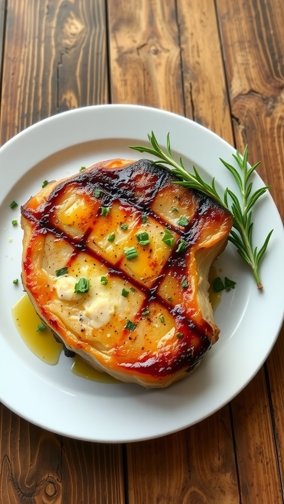 Juicy Garlic Herb Pork Chop for One