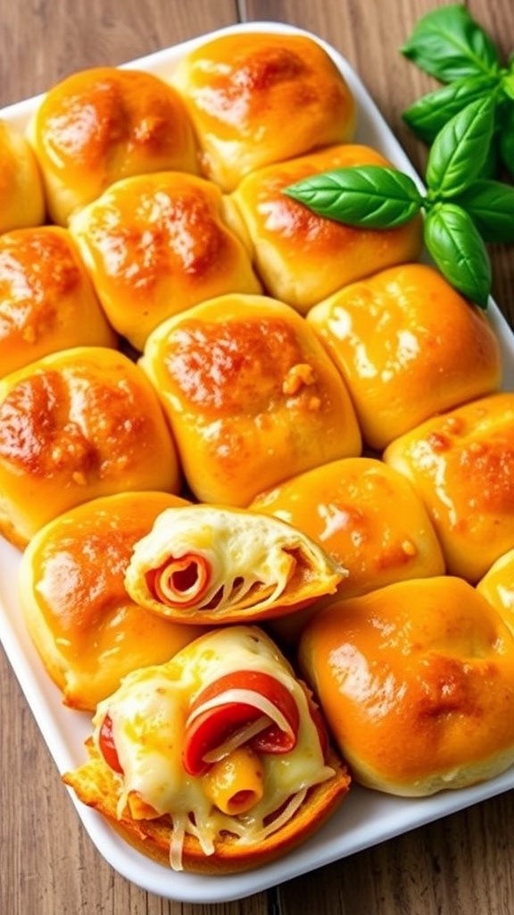 Cheesy Hawaiian Roll Pizza Sliders