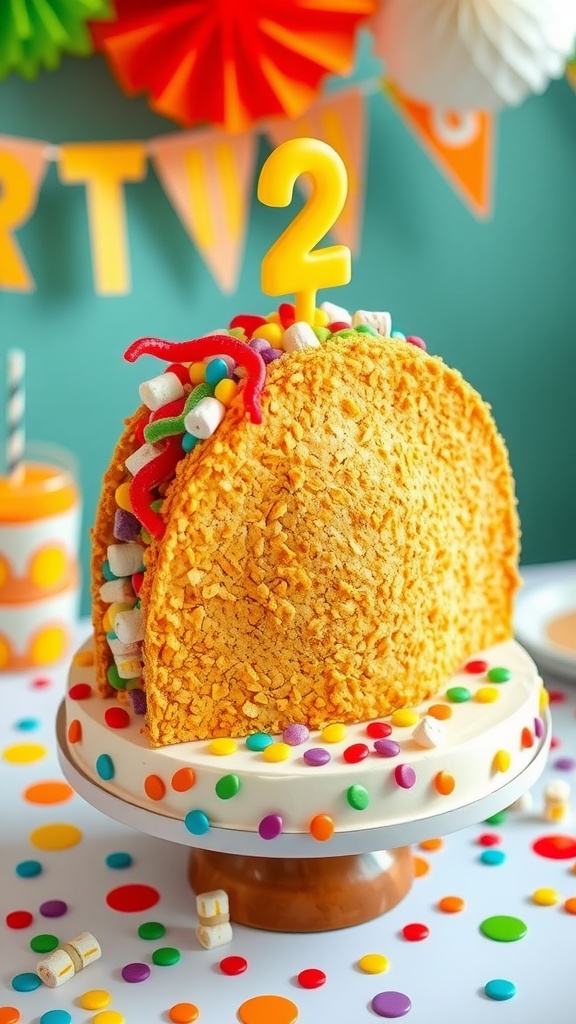 Festive Taco Themed 2nd Birthday Cake