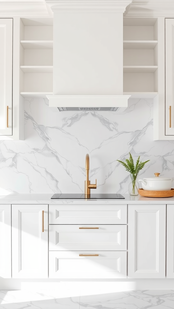 Elegant White Marble Backsplash Photos