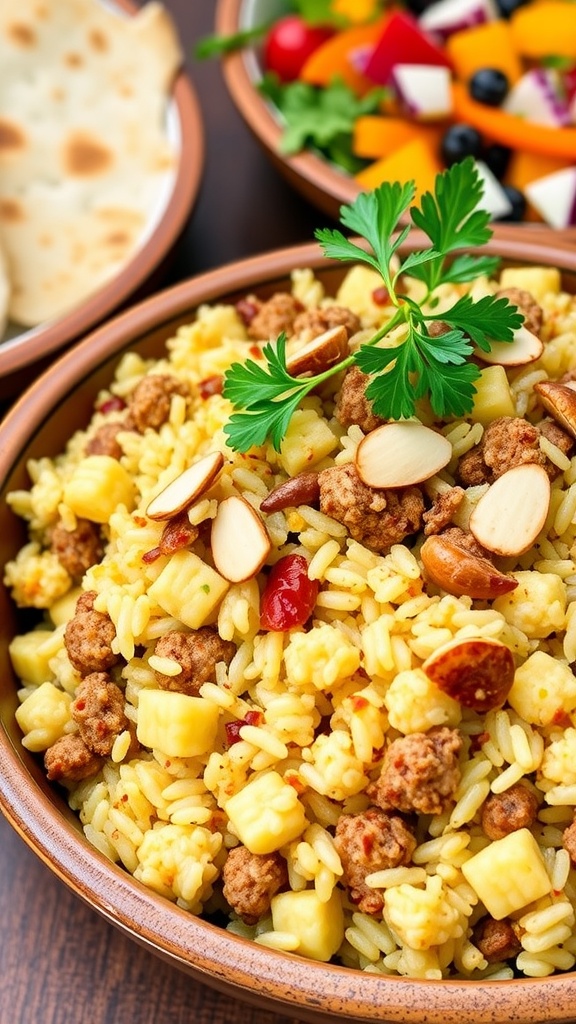 Saffron and Almond Turkey Pilaf Recipe - Epicurean Escape