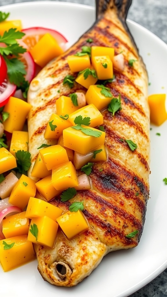 Grilled Sea Bass with Fresh Mango Chutney - Epicurean Escape