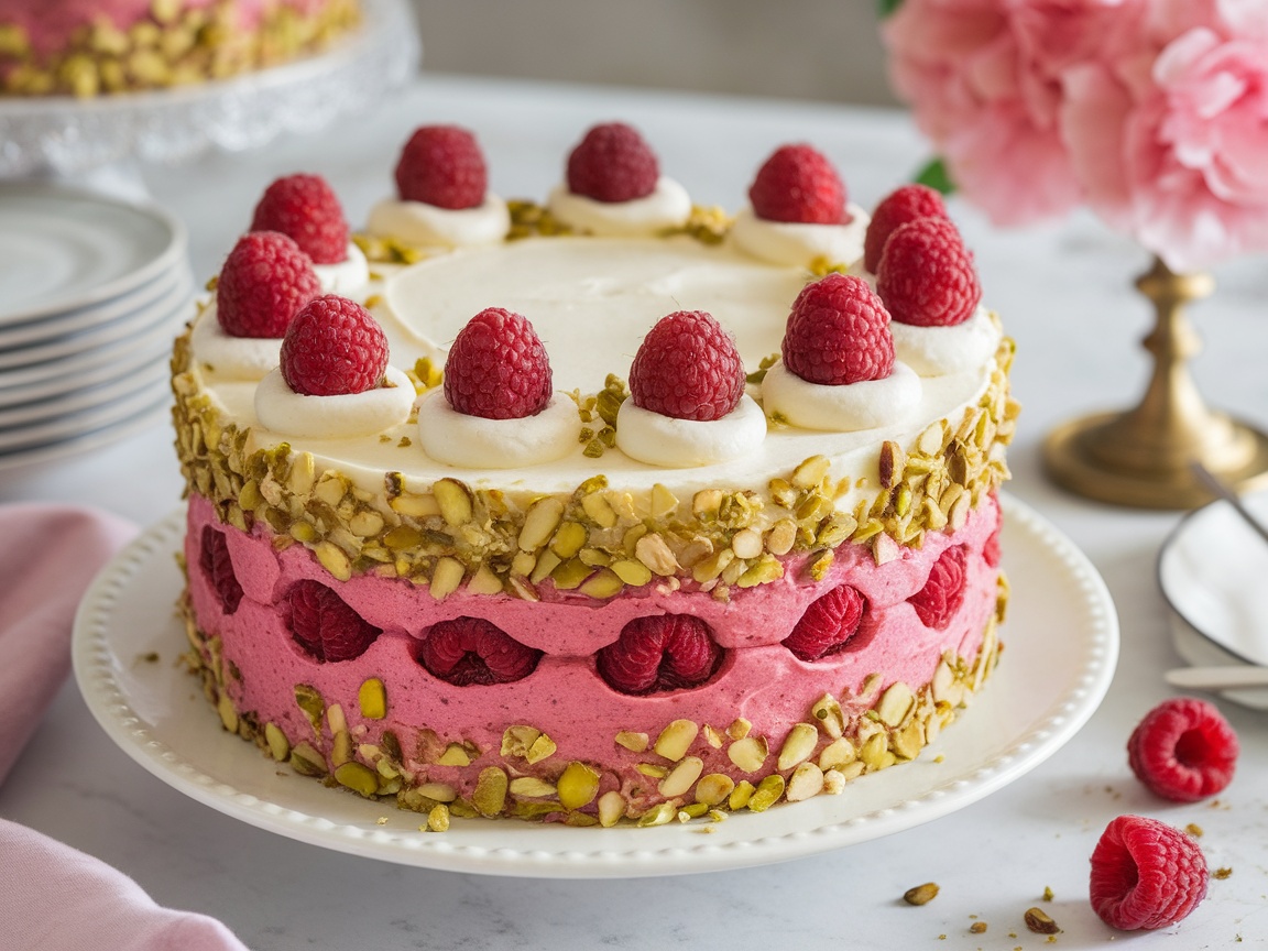 Pistachio Raspberry Cake - easy.recipescooking.blog